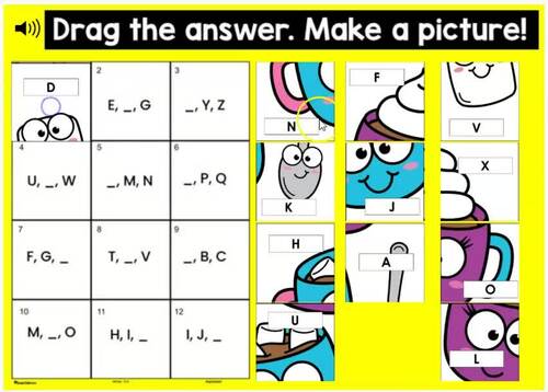 Boom Cards™ Winter Alphabet Secret Picture Puzzles by Leigh's Library