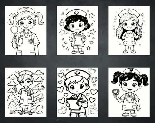 Cute Nurse Kid Coloring Pages – Caring Little Heroes by Colorful ...