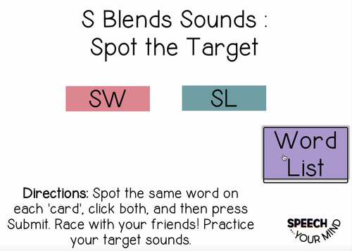 S Blends Articulation Boom™ Cards 2 | Spot the Target S Blend Sounds SL SW