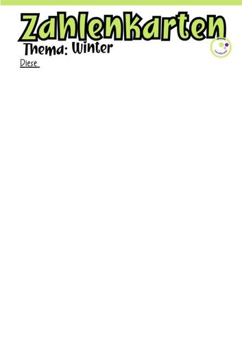 German: Winter Flashcards Zahlen 0-30 + Rechenzeichen | Memory by ...