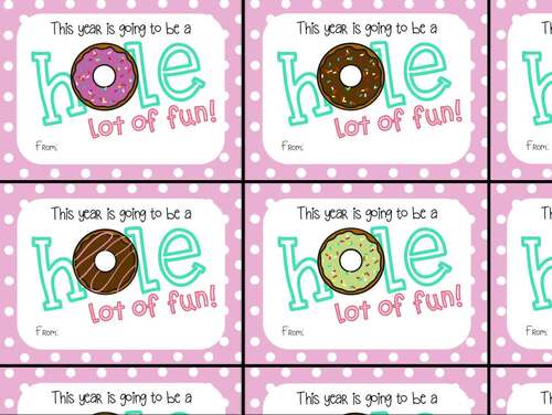 Donut (Squishes) Beginning of Year Gift Tag-This year is going a hole ...