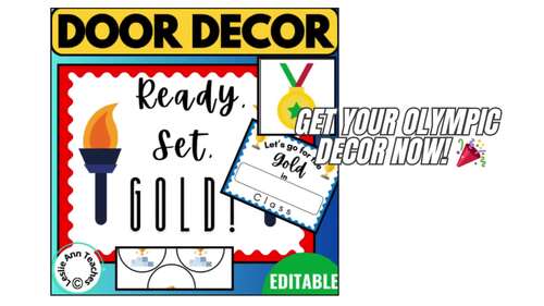 Olympics 2024 DOOR DECORATIONS SET Let's Go for the Gold! Bulletin ...