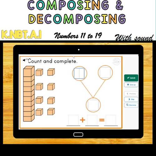 Composing and Decomposing 11 to 19 K.NBT.A.1 Math BOOM CARDS™ | TPT