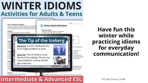 Winter Idioms ESL - Winter Activities for ESL Adults & Teens - Worksheets