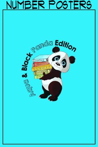 NUMBER POSTERS 0-20 Cardinal Ordinal Panda Theme Classroom Decor Aqua Black