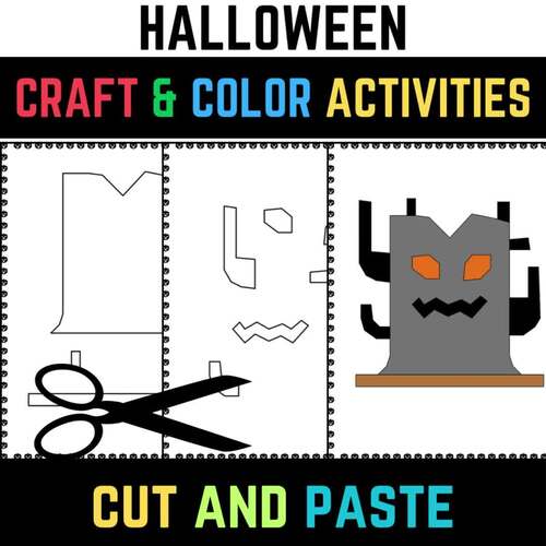 1st Grade October Halloween Crafts Activities Cut and Paste Activity