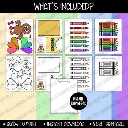 Crayon Turkey Disguise Project, Thanksgiving Box Rainbow Crayons Craft ...