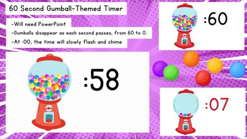 60 Second/1 Minute Gumball-Themed Timer by Kinderoo81 | TPT