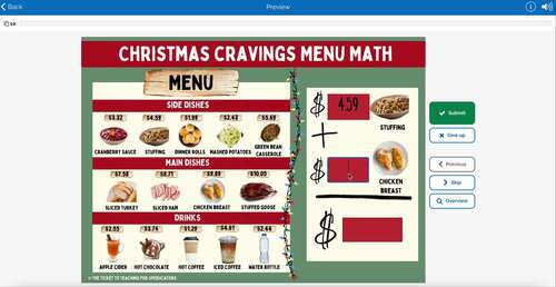 Christmas Menu Math for Life Skills - Prices & Total (w/ cents) - Boom ...