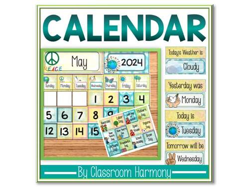 Monthly Editble Classroom Calendar - Back to School - Peace | TPT