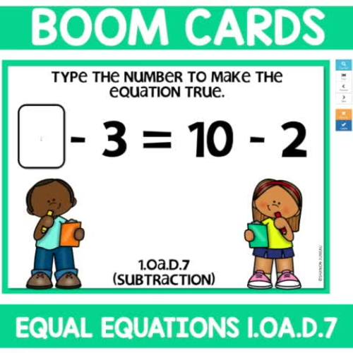 Equal Equations with Subtraction using Boom Cards 1.OA.D.7 | TPT