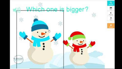 Comparing Winter Objects BOOM CARDS Big small More less K.MD.2 by Smart Way