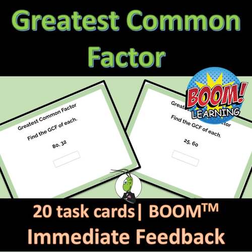 Greatest Common Factor (GCF) Set 1 Boom Digital Task Cards | TPT