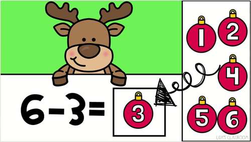 CHRISTMAS Math SUBTRACTION to 10-ONLINE Distance Learning Google ...