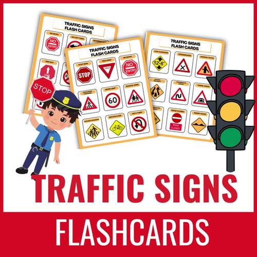Traffic Signs Flashcards - Essential Road Safety Visual Signs For Kids