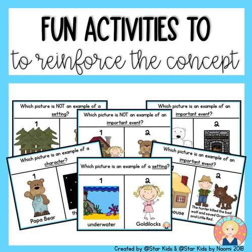 Characters, Setting, and Major Events | RL.K.3 by Star Kids | TPT