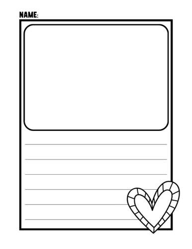 Valentine’s Day Writing Paper with Picture Boxes, Lined Handwriting Page