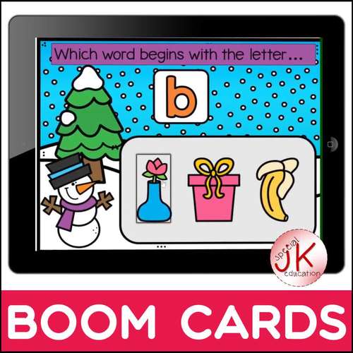 Winter Beginning letter Sounds Boom Cards by JK Special Education