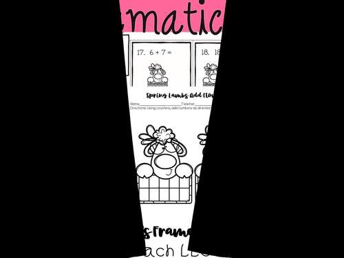 Spring Lambs Add Flowers to 20 Task Card Tens Frames Black and White Print