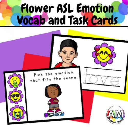 Sign Language Flower Emotions Vocab & Task cards Spring Speech Therapy ...