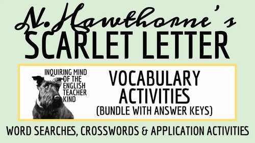 The Scarlet Letter by Nathaniel Hawthorne Vocabulary Activities Bundle