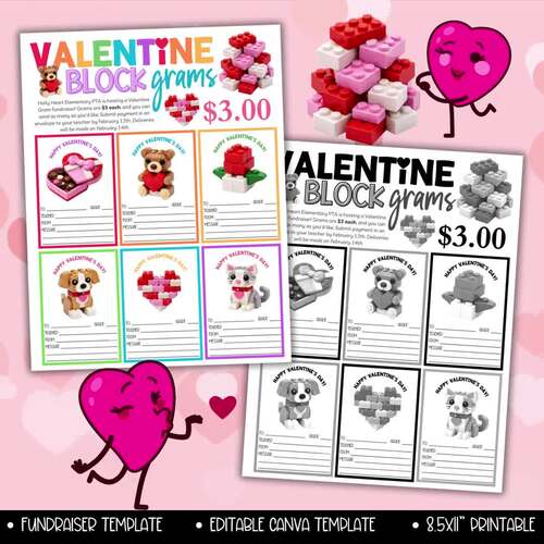 Valentine Building Block Gram Fundraiser Flyer, Brick Valentine's Day ...