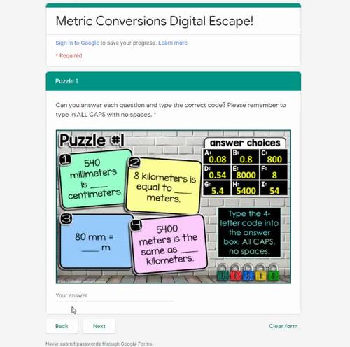 Metric Conversions Digital Math Escape Room by Scaffolded Math and Science
