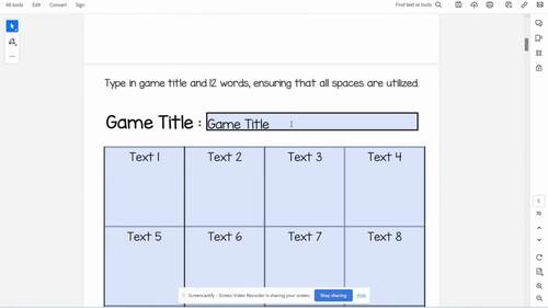 3x3 Bingo Template Editable | Bingo Template | Blank Bingo Board and Cards
