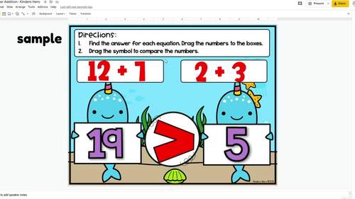 Compare Numbers in Addition Greater than Less than Equal to for Google ...