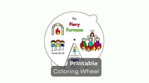 Fiery Furnace Coloring Wheel, Printable Sunday School Craft, Kids Bible ...
