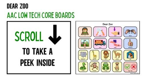 Dear Zoo AAC Core Boards by Jennie's Speech Room | TPT
