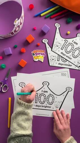 100 Days of School Crowns | 4 Celebration Designs | Hat & Headband Craft