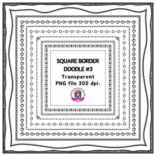 Doodle Square Border Clipart | Frames | Commercial Use #4 | TPT