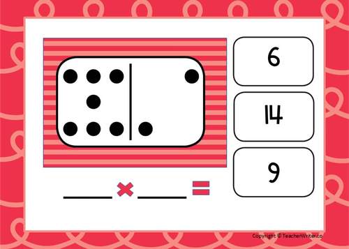 Domino Math Multiplication Facts Practice for 7, 8, and 9 Boom Cards
