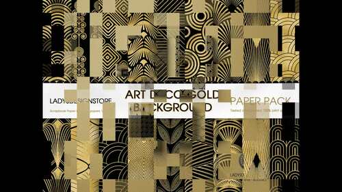 Art Deco Gold foil Digital Printables, seamless texture by ladyjdesignstore