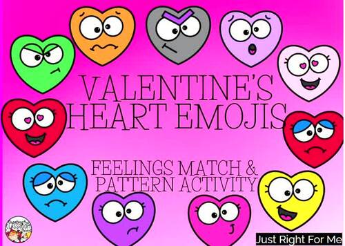 Valentine's Heart Emojis Feelings & Pattern Match Boom Cards | TPT