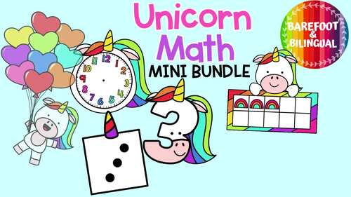 Unicorn Math Clipart Mini Bundle - 6 Sets in 1 - Numbers, Dice Clipart ...