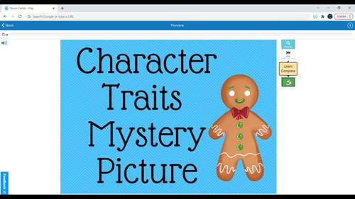 Character Traits Gingerbread Mystery Picture Boom Cards | TPT