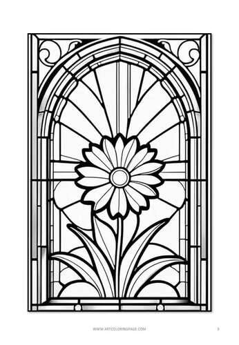 Stained Glass Coloring Book Flower Designs for All Age - 100 Pages ...