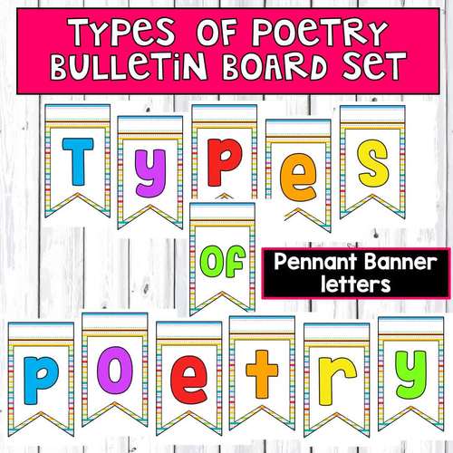 Types of Poetry Bulletin Board Set | Poetry Posters by Joyful 4th