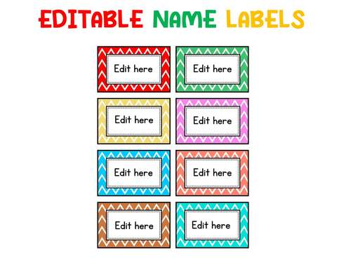 Printable Chevron Name Labels, Student Name Labels, Cubby Labels, Editable