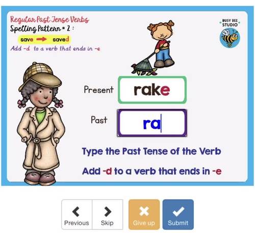 REGULAR PAST TENSE VERBS SPEECH THERAPY ESL VERB TENSE GRAMMAR BOOM ...