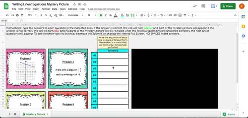 Writing Linear Equations Mystery Picture by Barnhill Creations | TPT