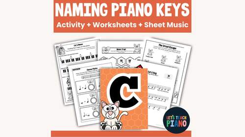 Piano Key Names for Beginners White Key C Lesson Set Activity with Key ...