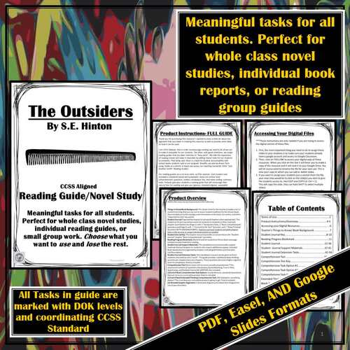 The Outsiders | Reading Guide | Book / Literature Novel Study |FULL |S ...