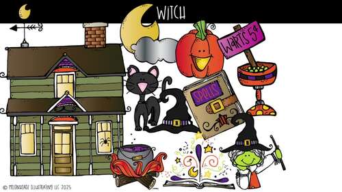 Witch clip art, Halloween, haunted house COMBO PACK by Melonheadz Clipart