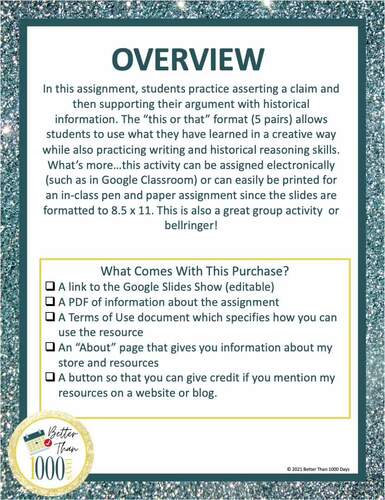 The Reformation "This or That" Assignment by Better Than 1000 Days