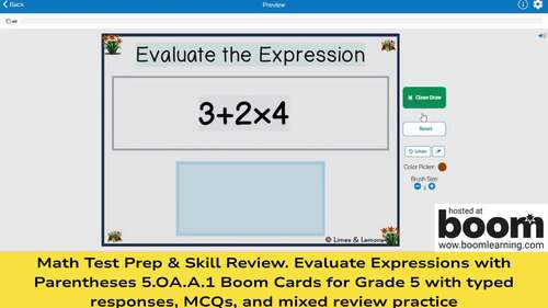 5th Grade Math Test Prep & Skill Review Evaluate Expressions Digital ...