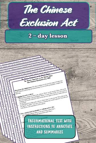 Chinese Exclusion Act and the Chinese American Experience in America