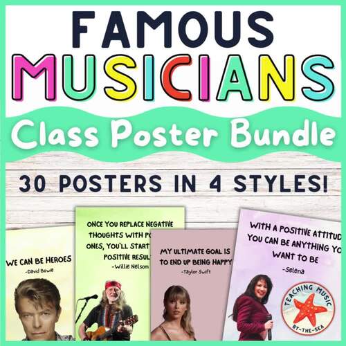Famous Musicians Posters Bundle Lyric Quote Music Classroom Decor ...